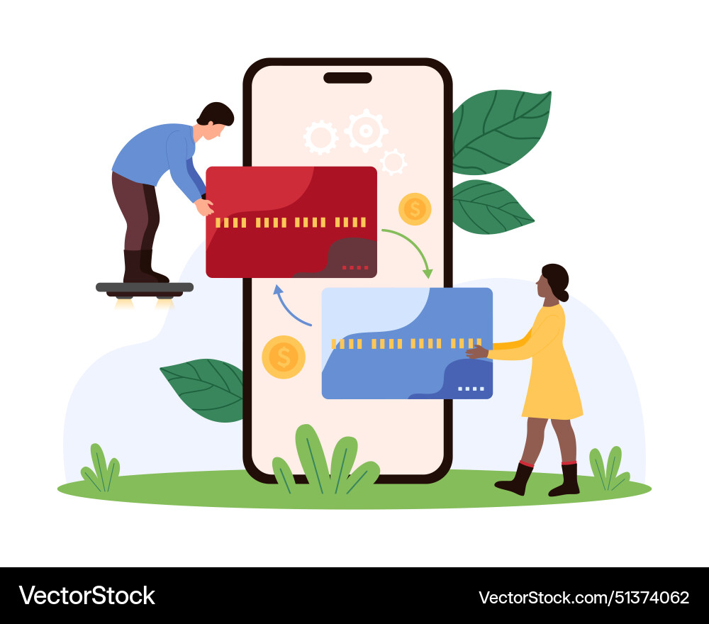 Money transaction between two bank accounts Vector Image