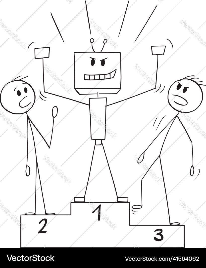 Robot winner celebrating victory on winners Vector Image