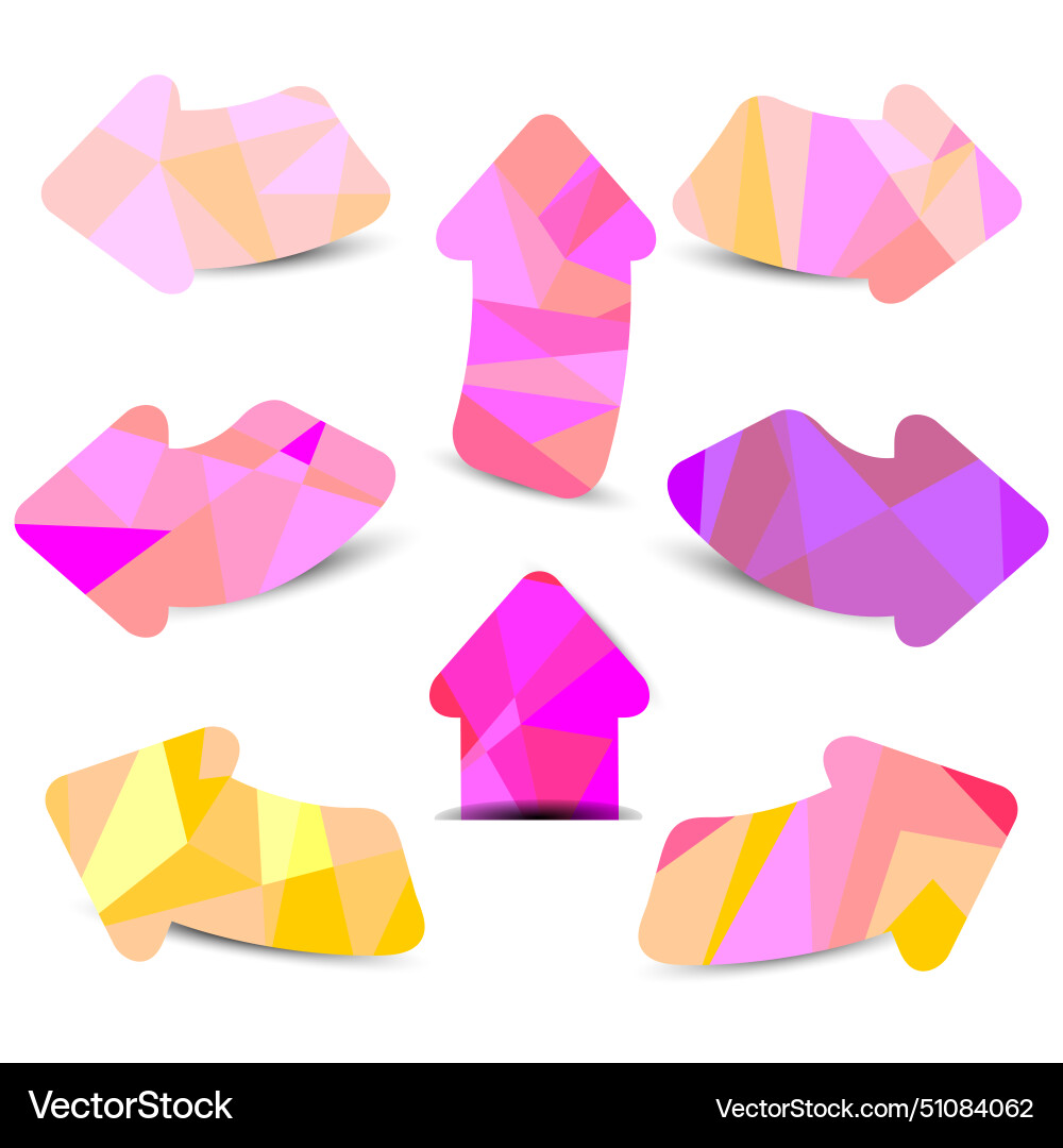 Set of arrows with polygonal design Royalty Free Vector