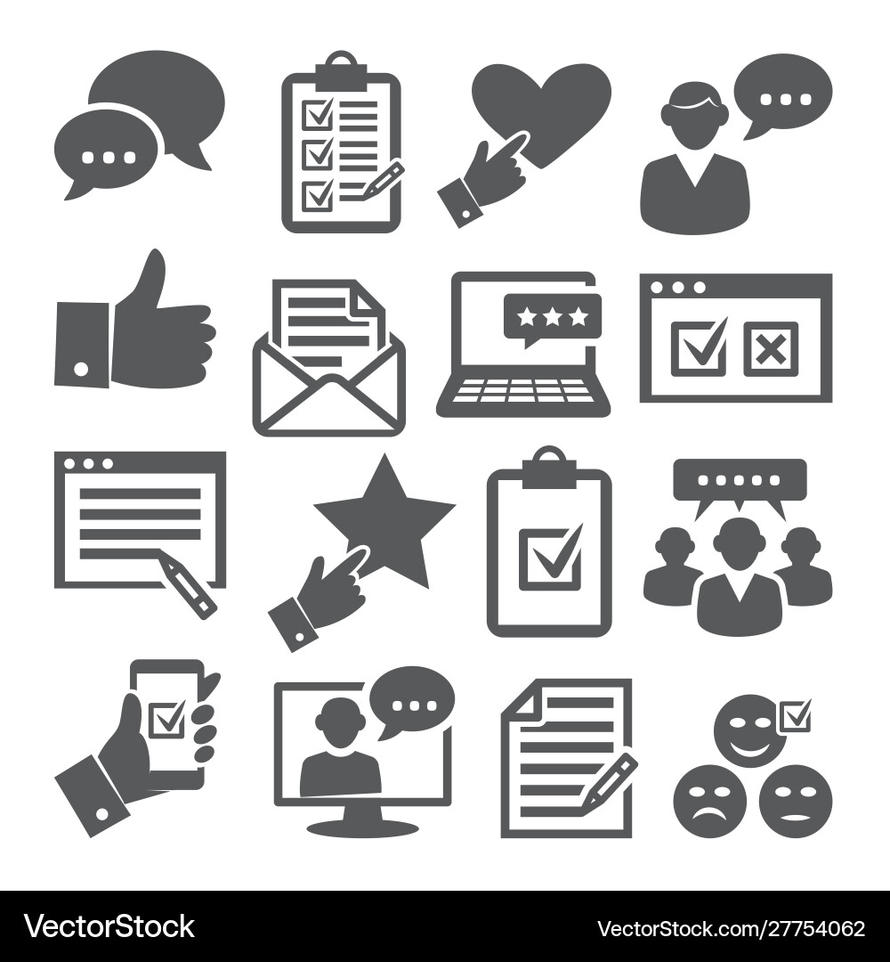 Survey icons set on white background Royalty Free Vector