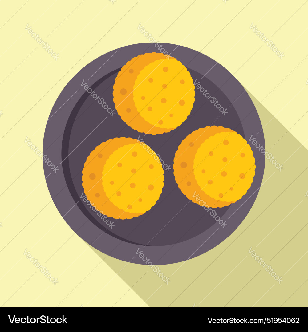 Three round crackers are sitting on a dark Vector Image
