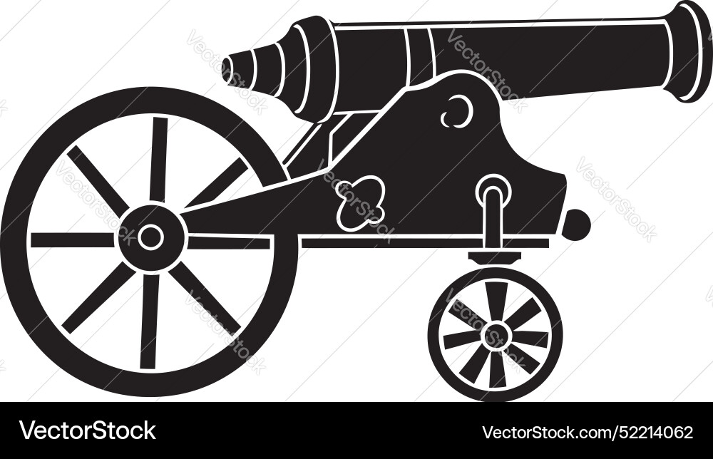 Warfare precision black cannon firearm emblematic Vector Image