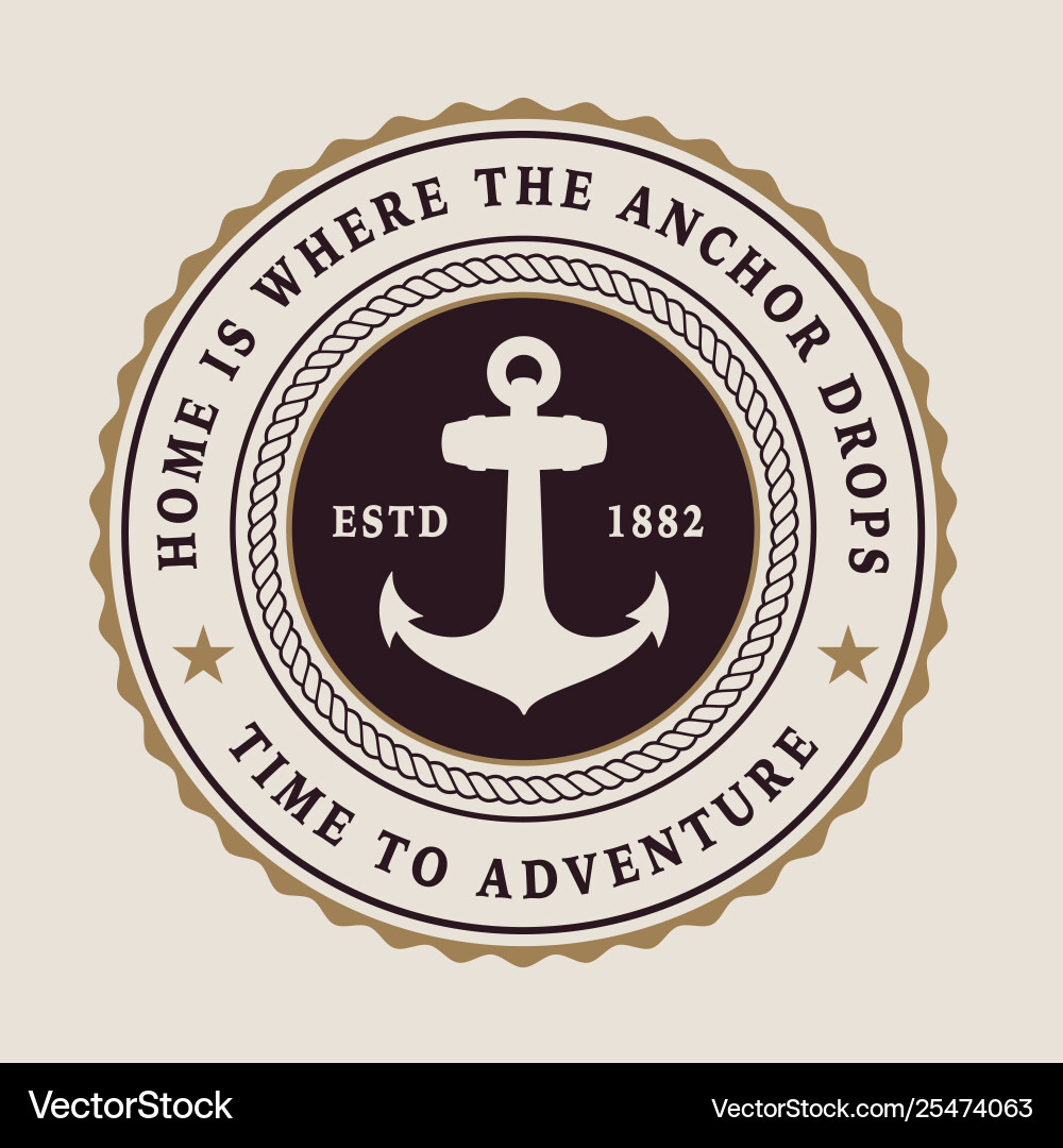 Badge with an anchor and rope Royalty Free Vector Image