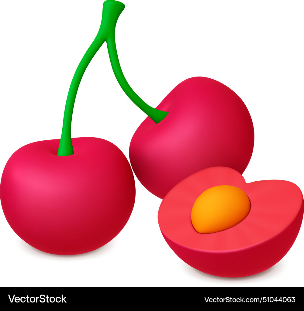 Cherry 3d elements isolated cherries render Vector Image