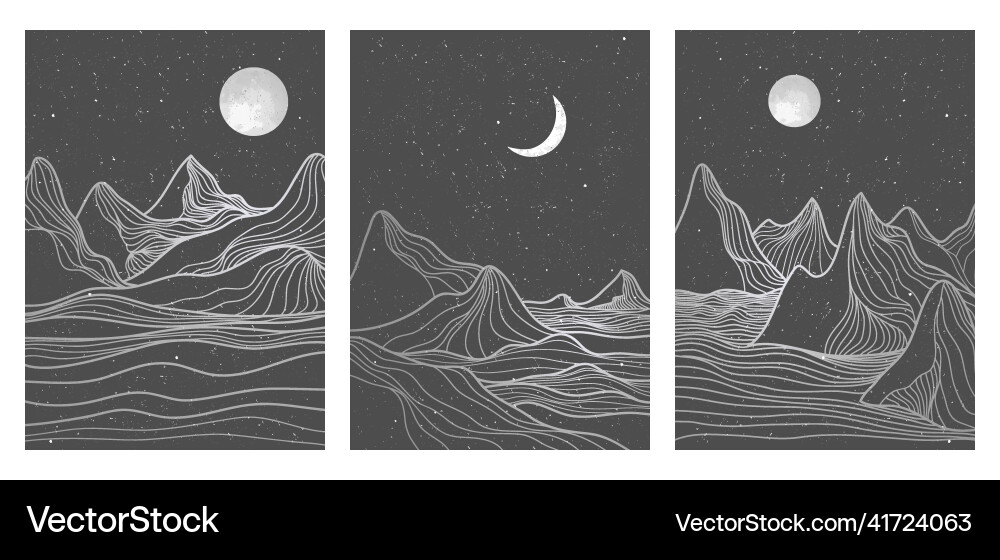 Creative minimalist modern line art print on set Vector Image