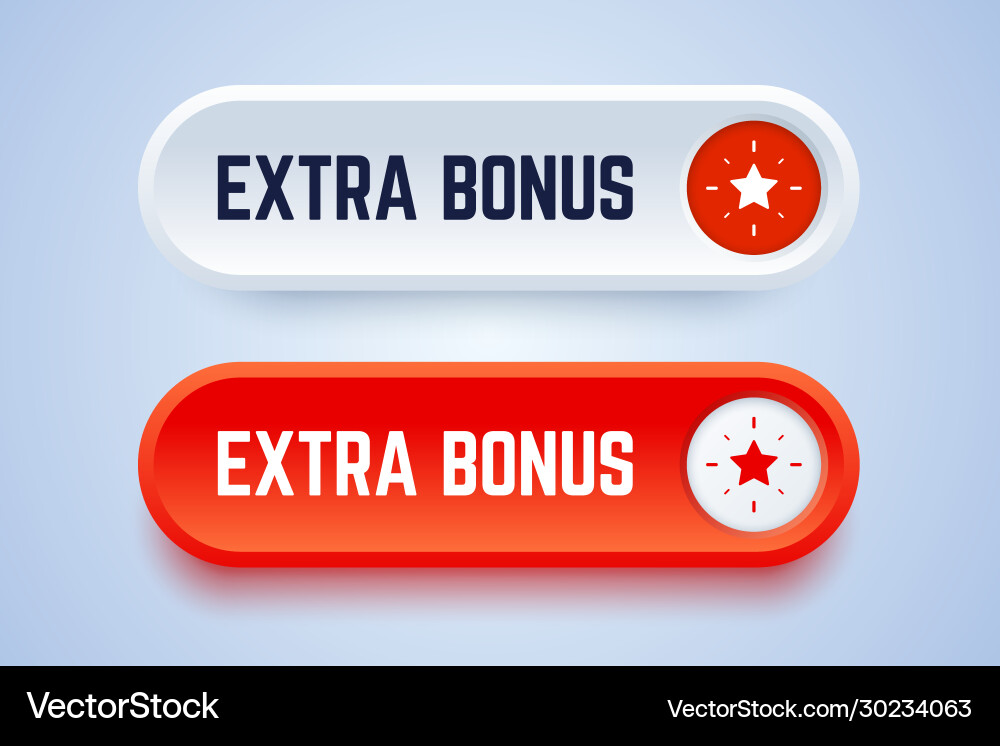 Extra bonus button with star sign Royalty Free Vector Image