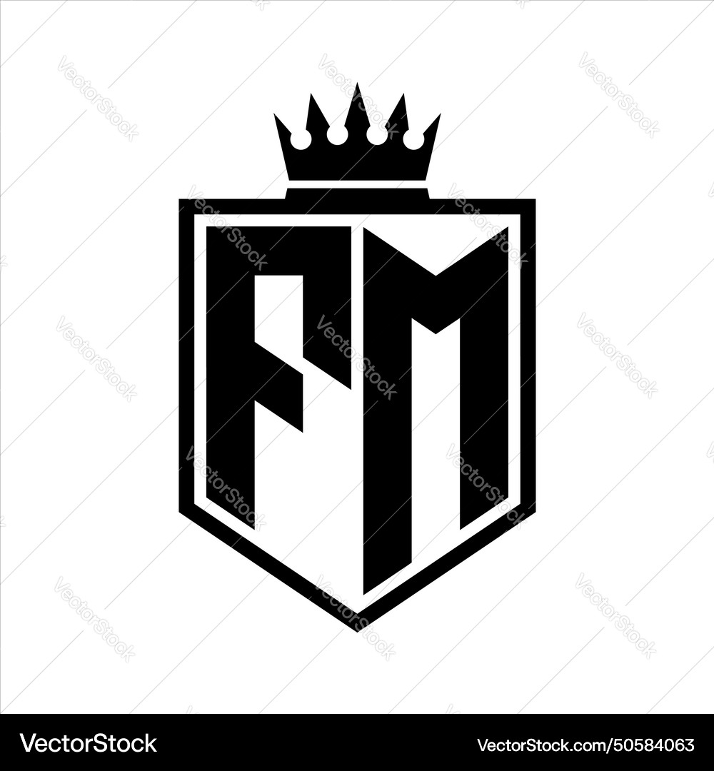 Fm logo monogram bold shield geometric shape Vector Image