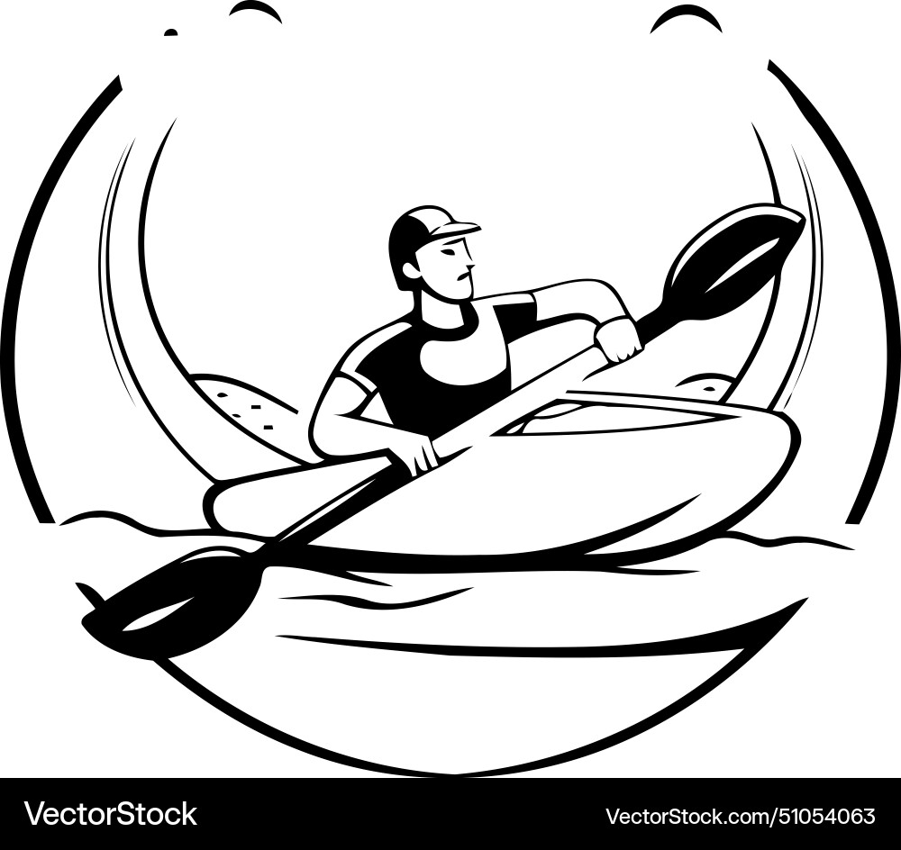 Kayaking canoeing paddling icon Royalty Free Vector Image