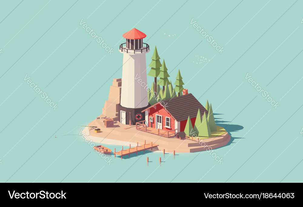 Low poly lighthouse Royalty Free Vector Image - VectorStock