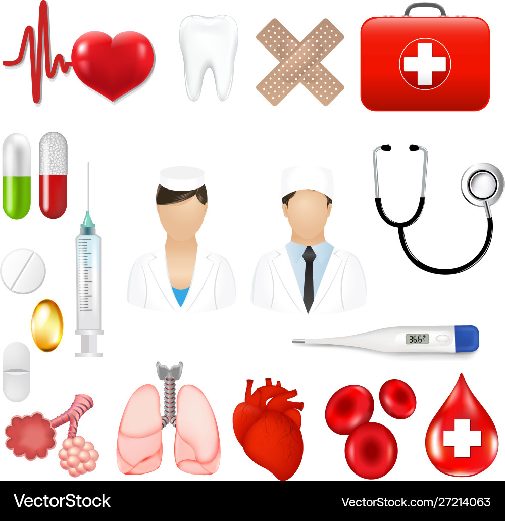Medical icons and equipments tools Royalty Free Vector Image