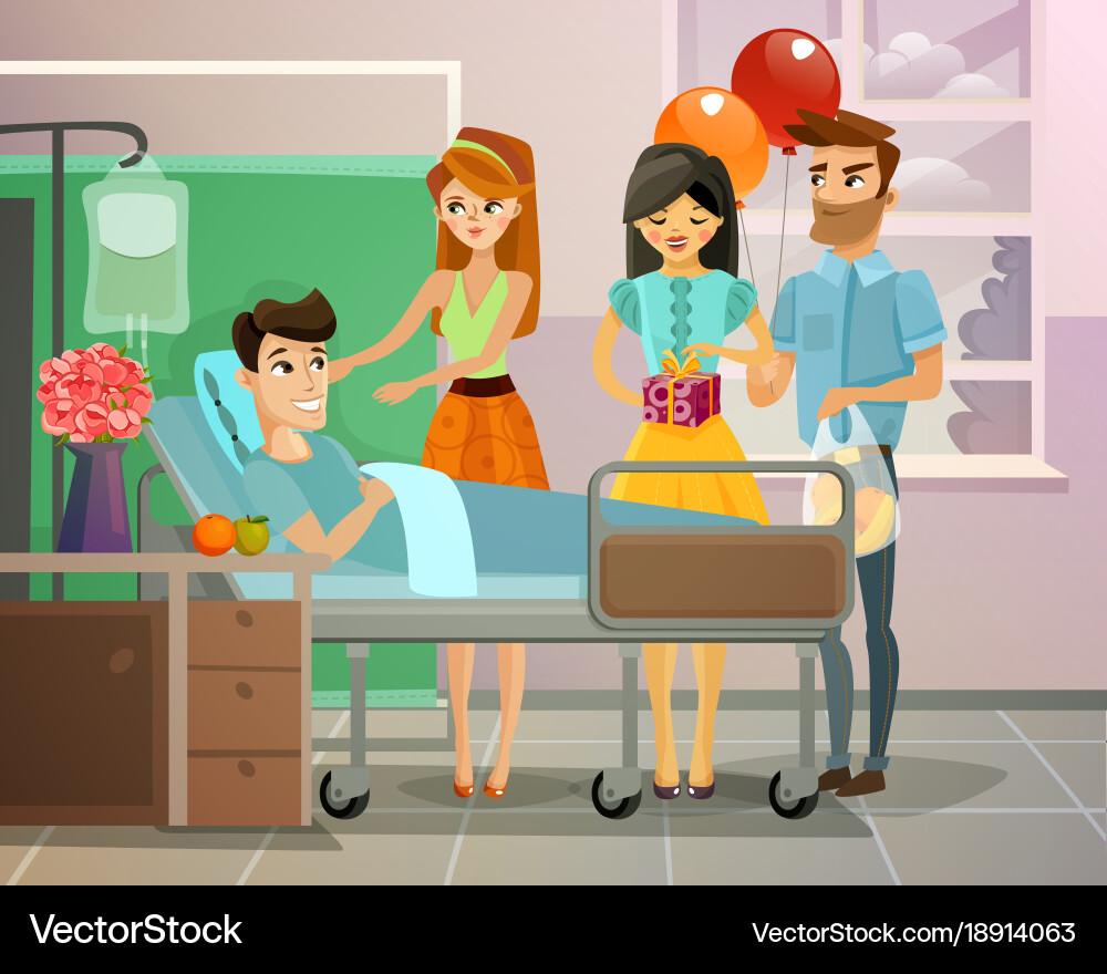 Patient with visitors Royalty Free Vector Image
