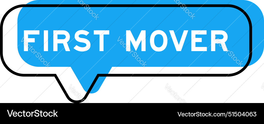Speech banner and blue shade with word first Vector Image