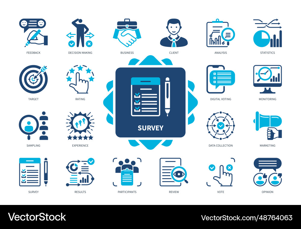 Survey solid icon set Royalty Free Vector Image