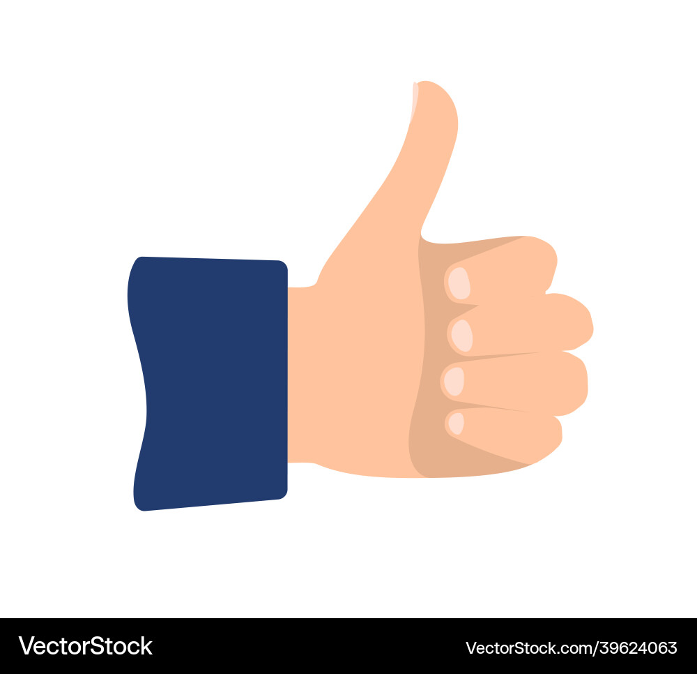 Thumbs up hand sign flat icon Royalty Free Vector Image