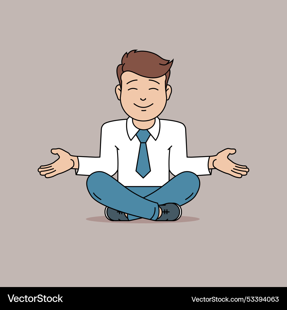 Young man with closed eyes and contented Vector Image