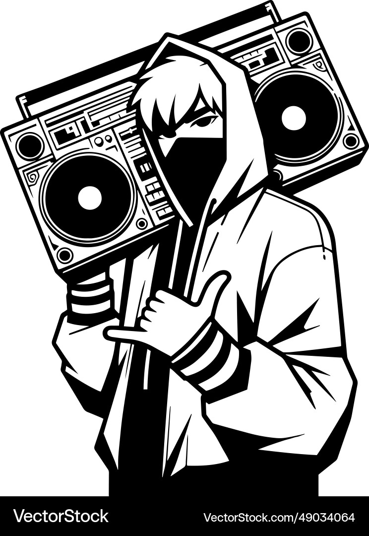 Beatbox bearer in graffiti style Royalty Free Vector Image