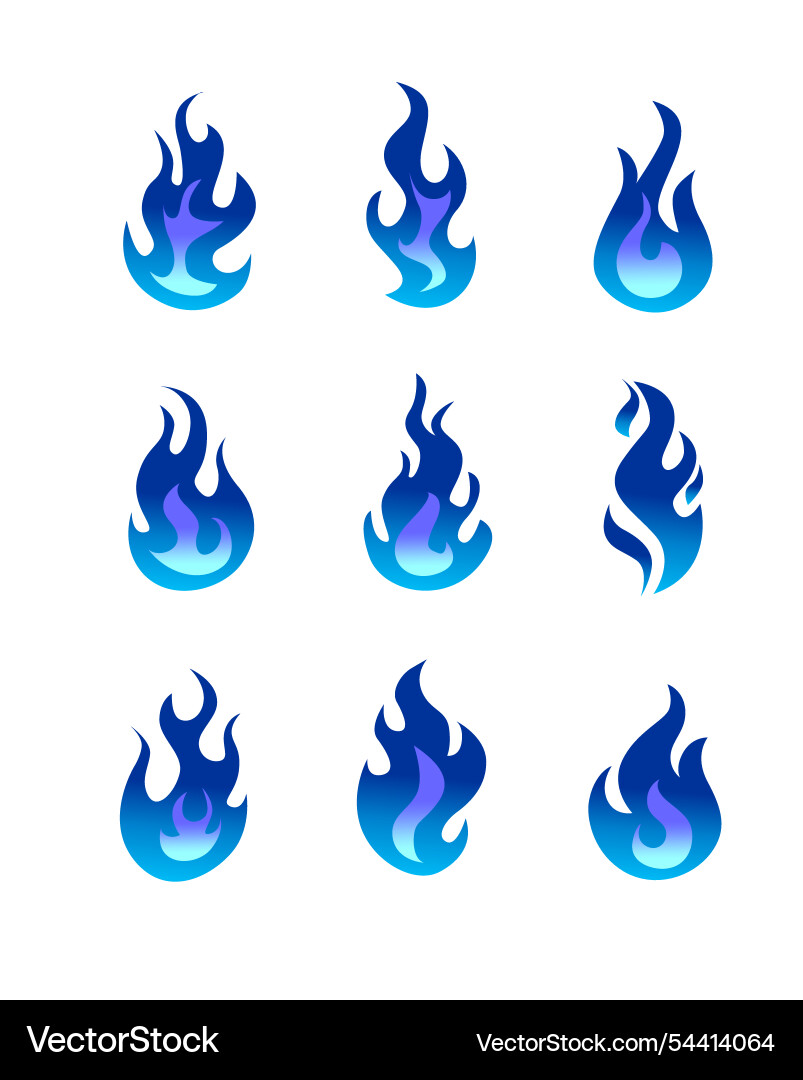 Blue fire icon set Royalty Free Vector Image - VectorStock