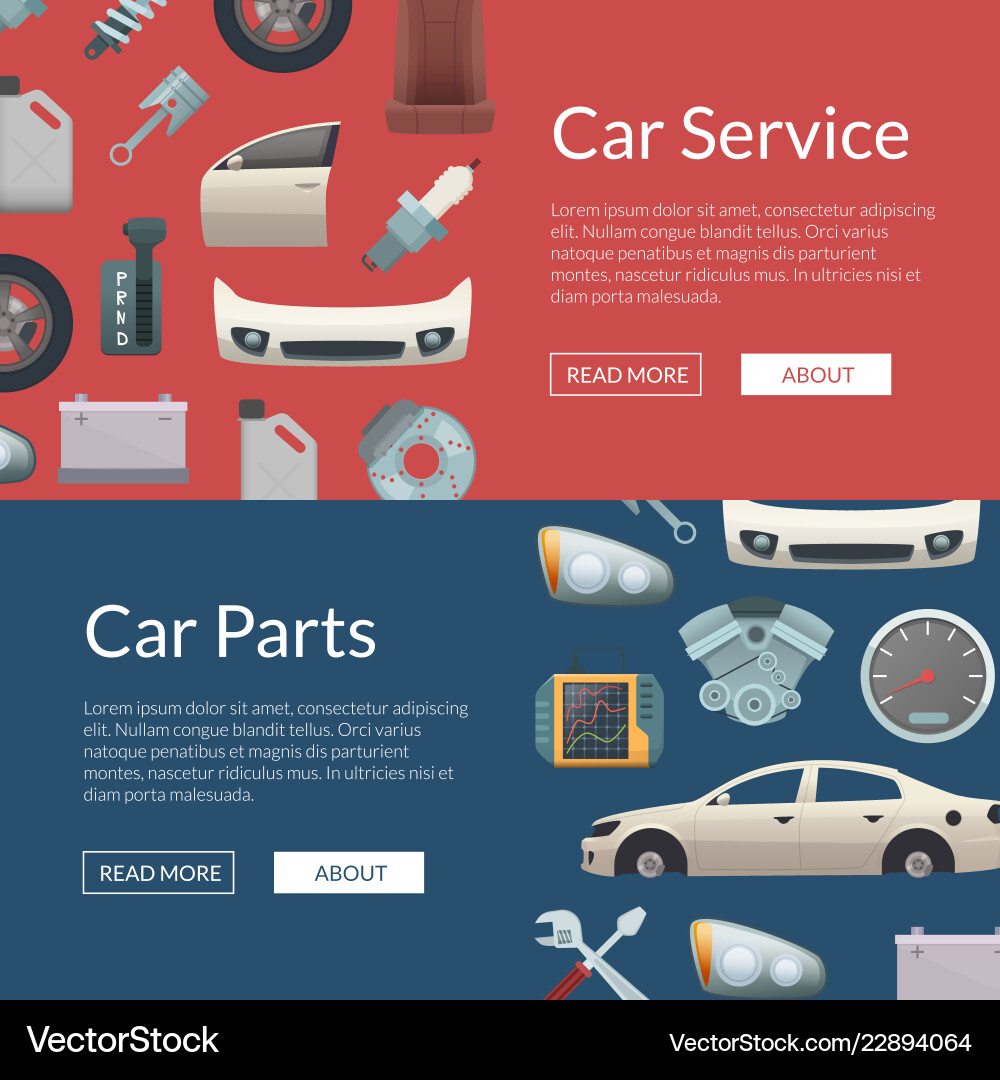 Car parts web banner templates Royalty Free Vector Image