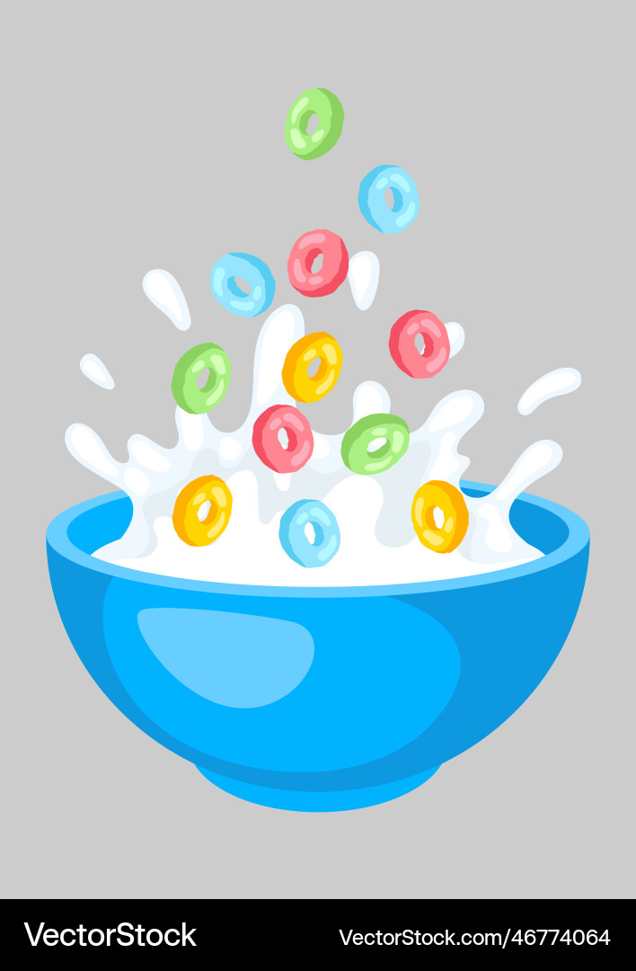 Cereal Falling Into Bowl - Breakfast Shot Vector Image