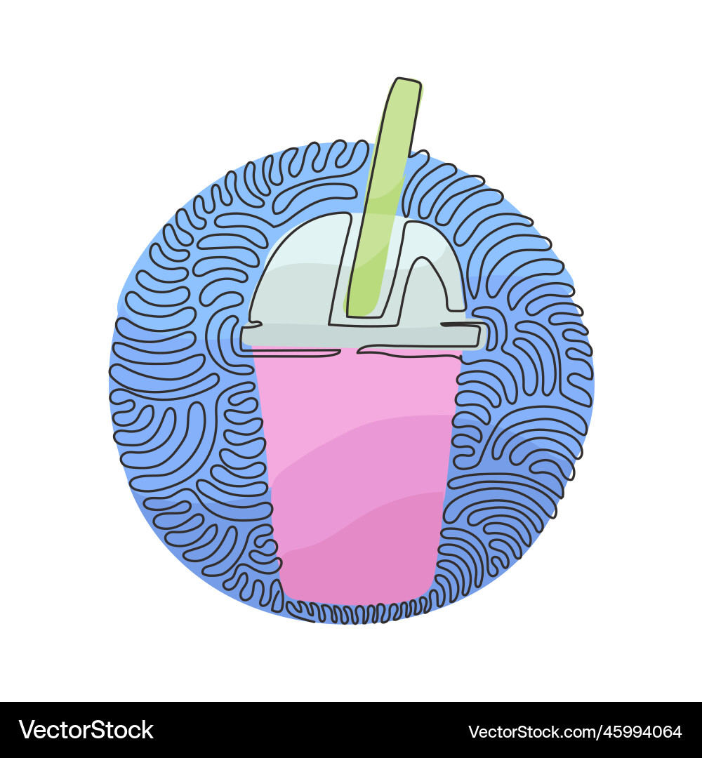 Continuous one line drawing cute boba bubble milk Vector Image