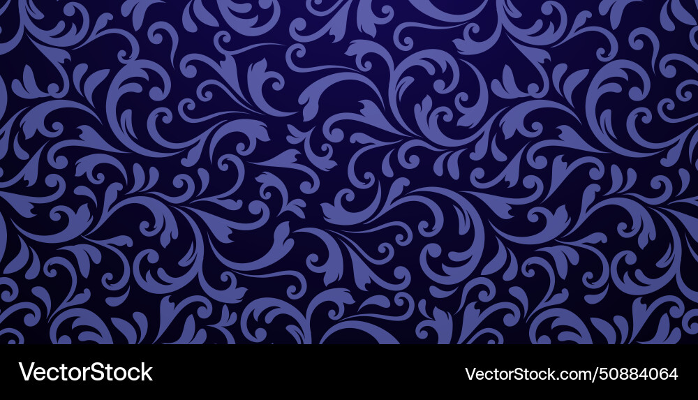 Dark blue colors damask seamless pattern elements Vector Image