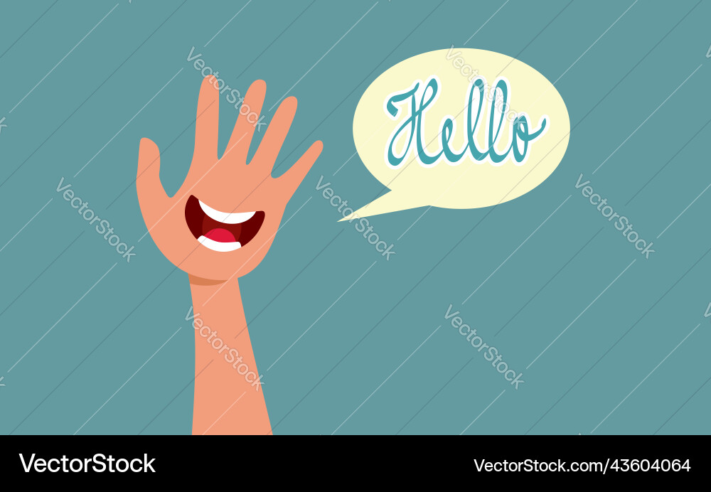 Hello waving a salute cartoon Royalty Free Vector Image