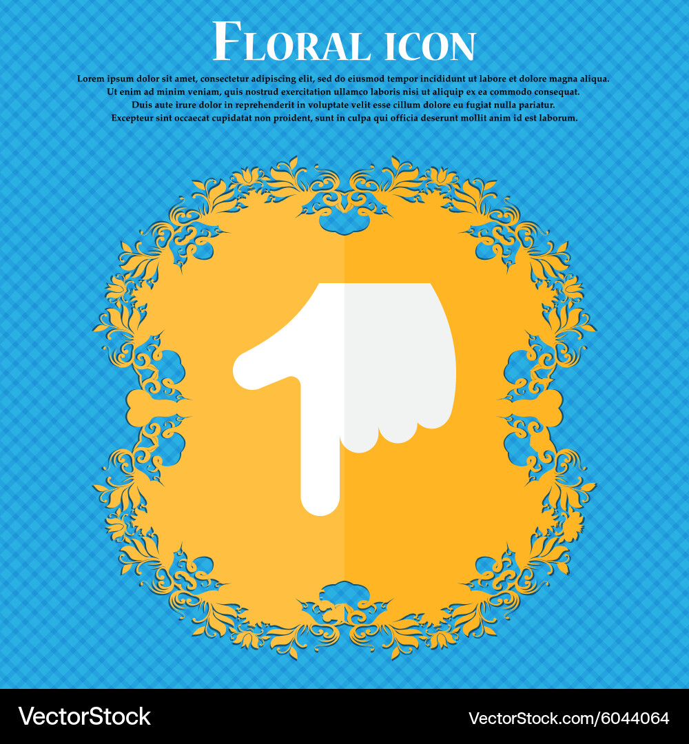 Zeigende Hand floral flaches Design auf einem blauen