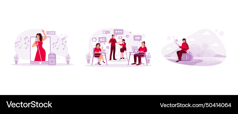 Sing online using a microphone stream digital Vector Image