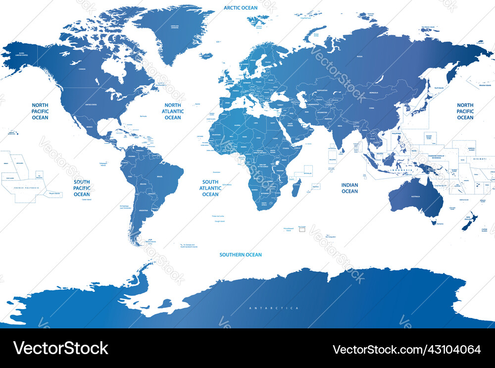 World map high detailed Royalty Free Vector Image
