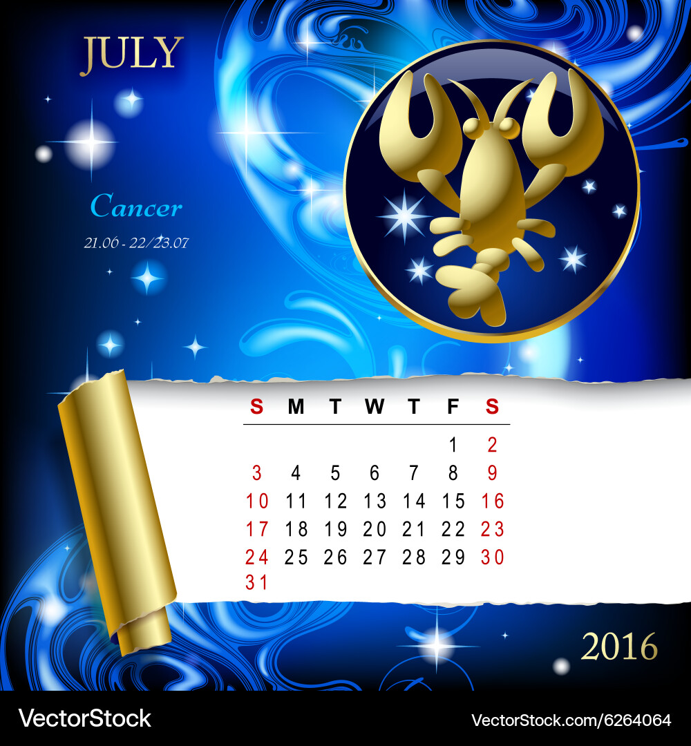 Zodiac calendar page Royalty Free Vector Image
