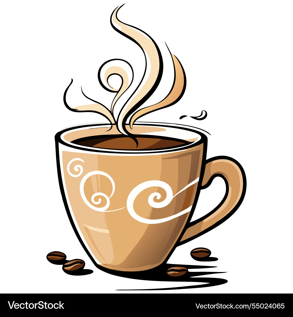 A cup of hot cafe coffee Royalty Free Vector Image
