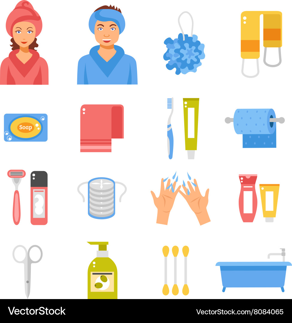 Bathroom Hygiene Icons Set Royalty Free Vector Image