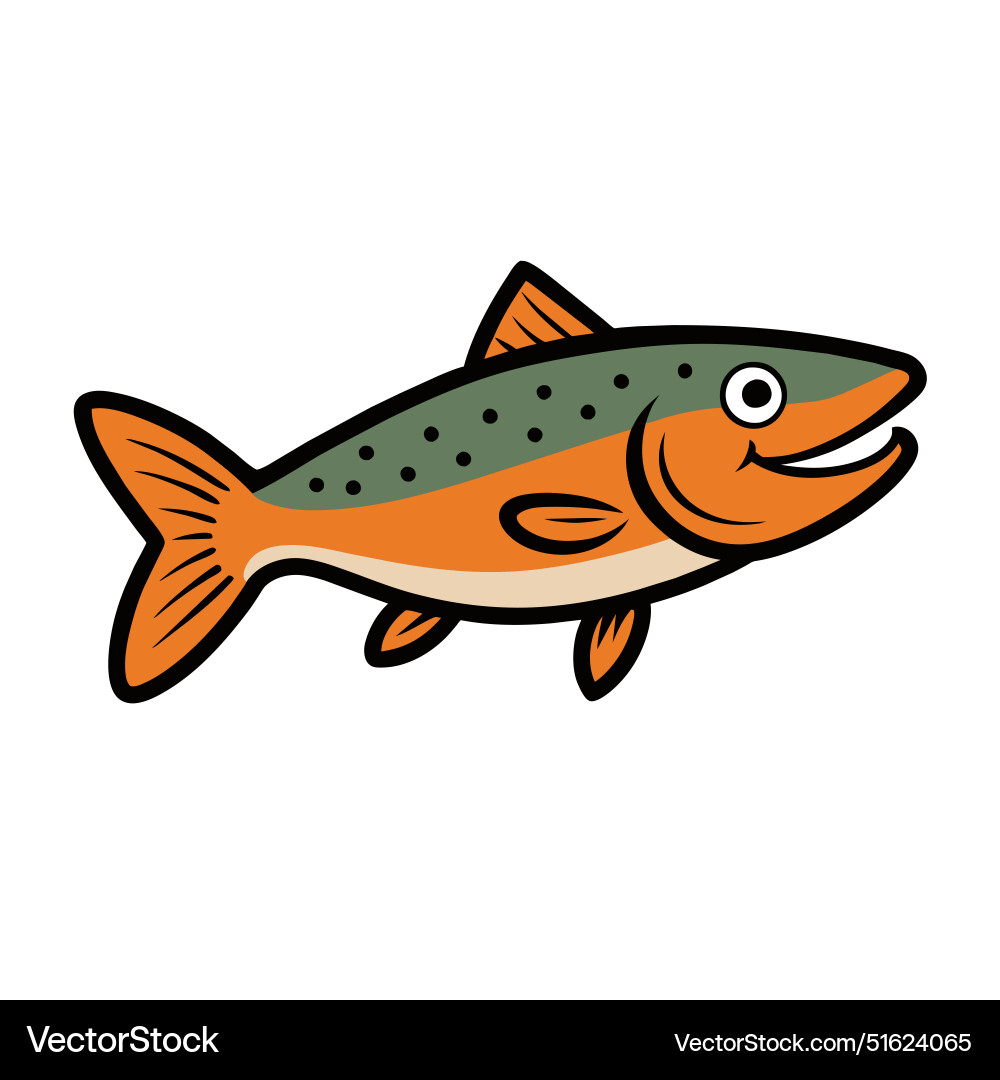 Brook trout fish smiles icon Royalty Free Vector Image