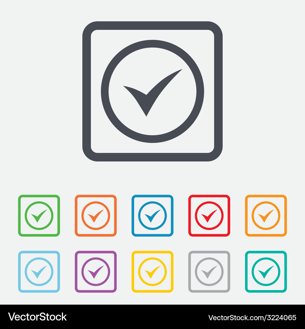 Check mark sign icon yes circle symbol Royalty Free Vector