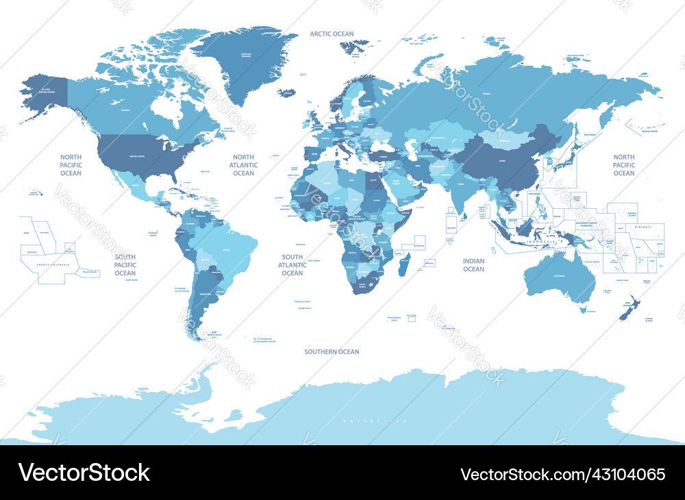 Detailed World Map Royalty Free Vector Image - VectorStock
