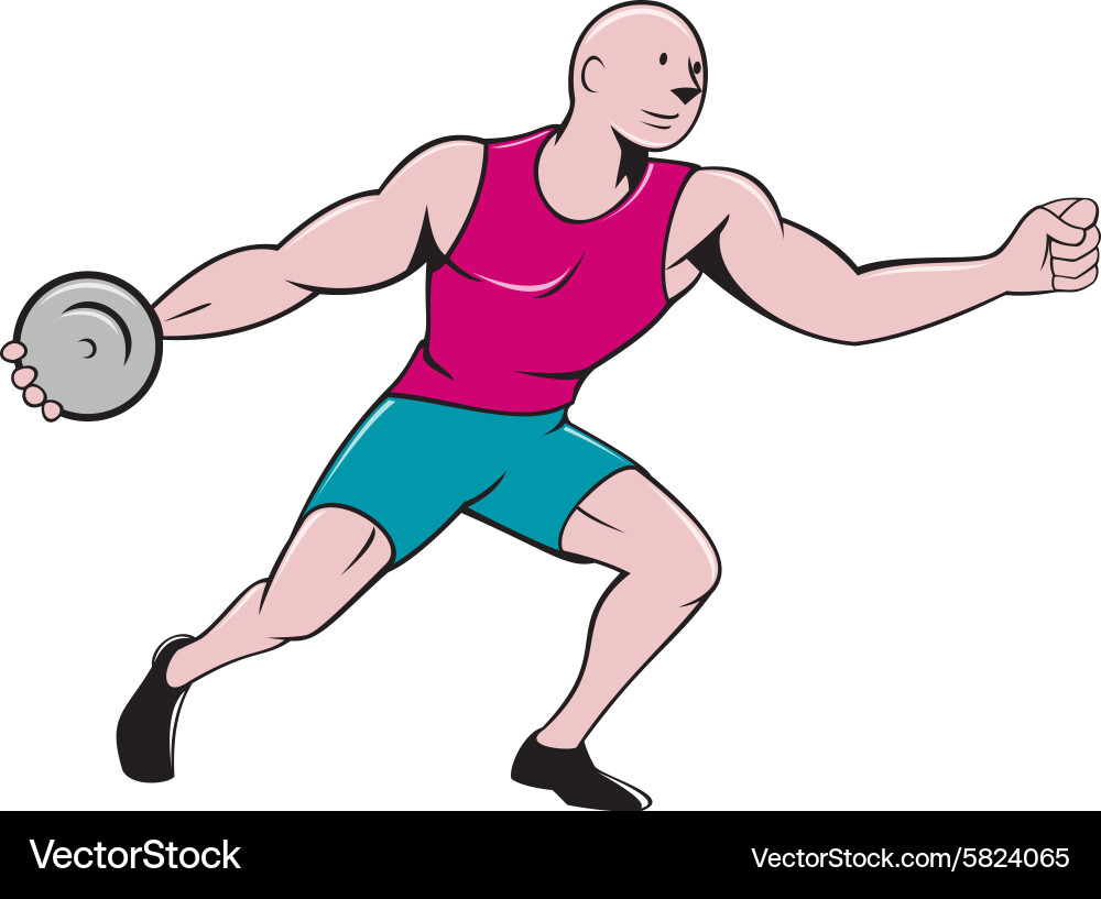 Discus thrower side isolated cartoon Royalty Free Vector
