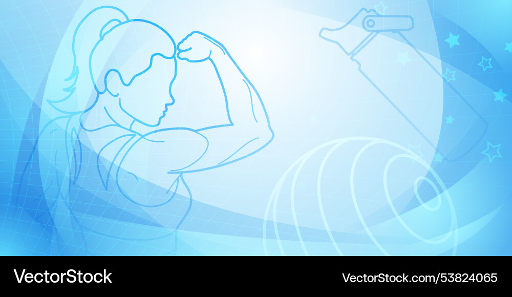 Fitness themed background in blue Royalty Free Vector Image