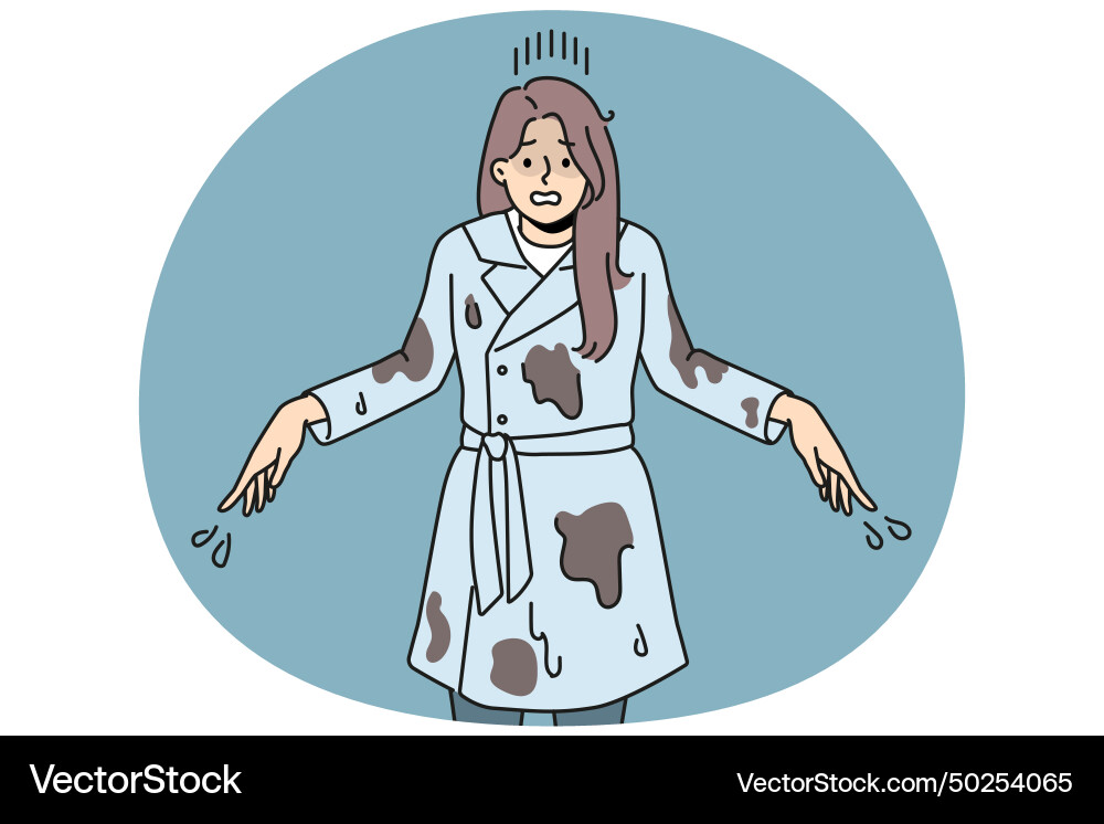 Stressed woman in mud after falling puddle Vector Image