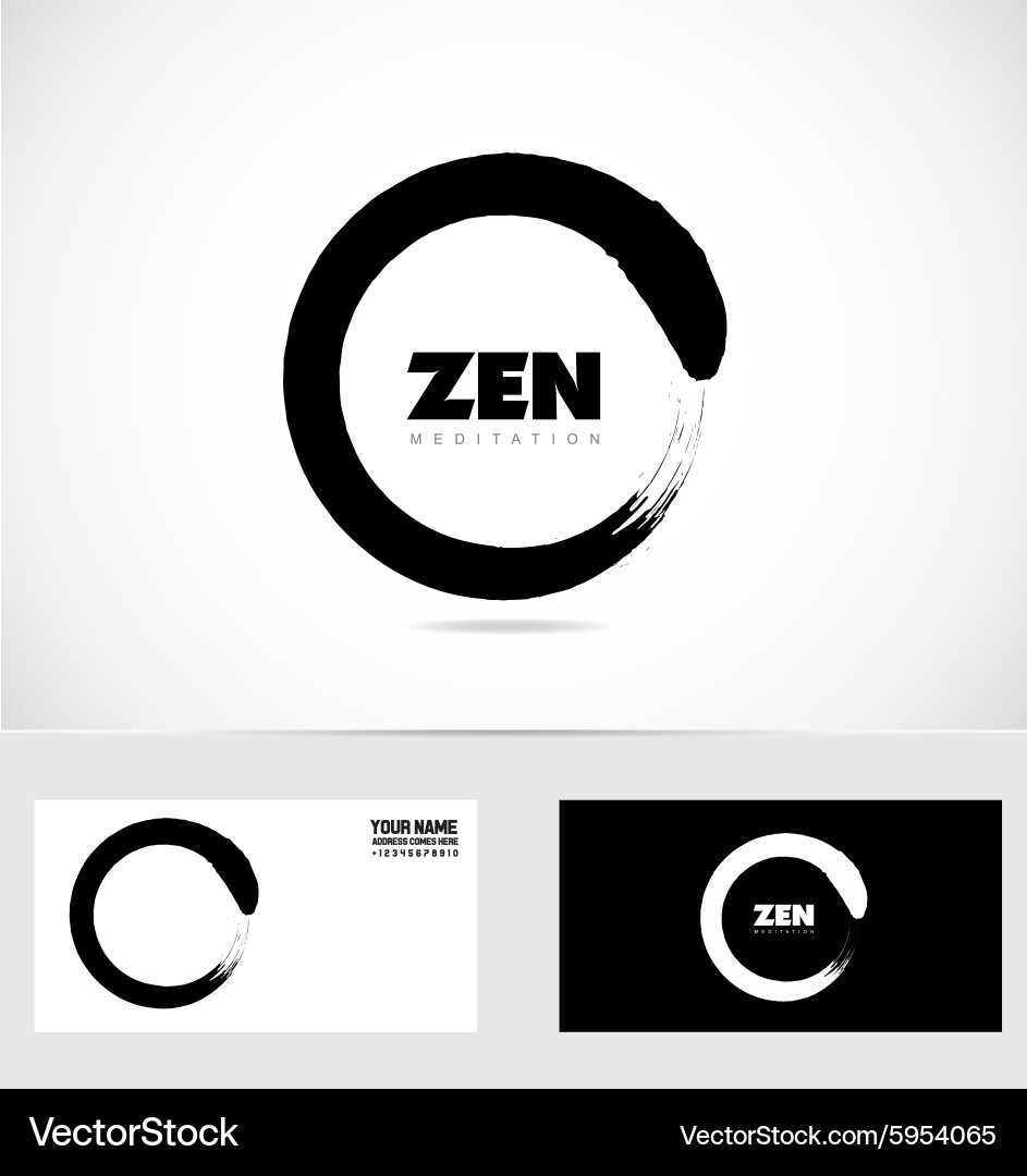 Zen logo circle grunge symbol Royalty Free Vector Image