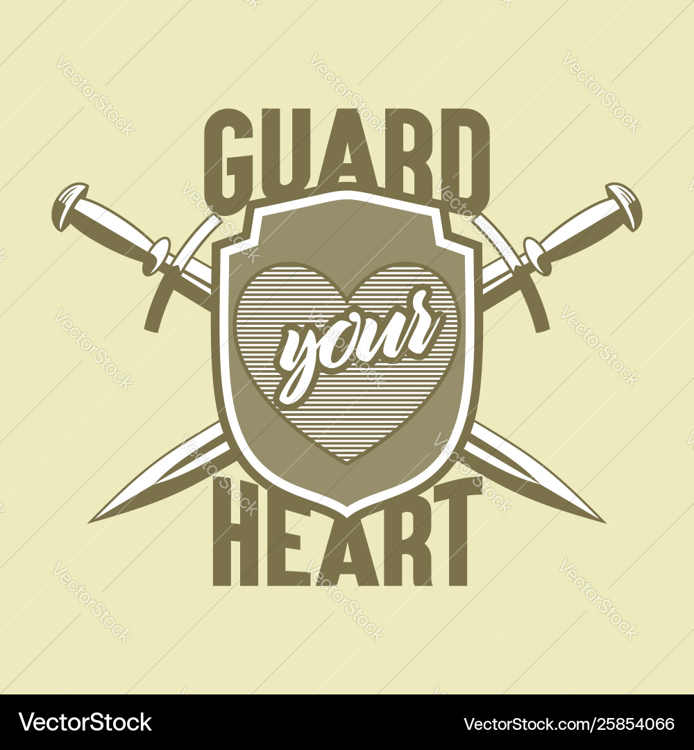 Christian Heart & Shield Royalty Free Vector Image