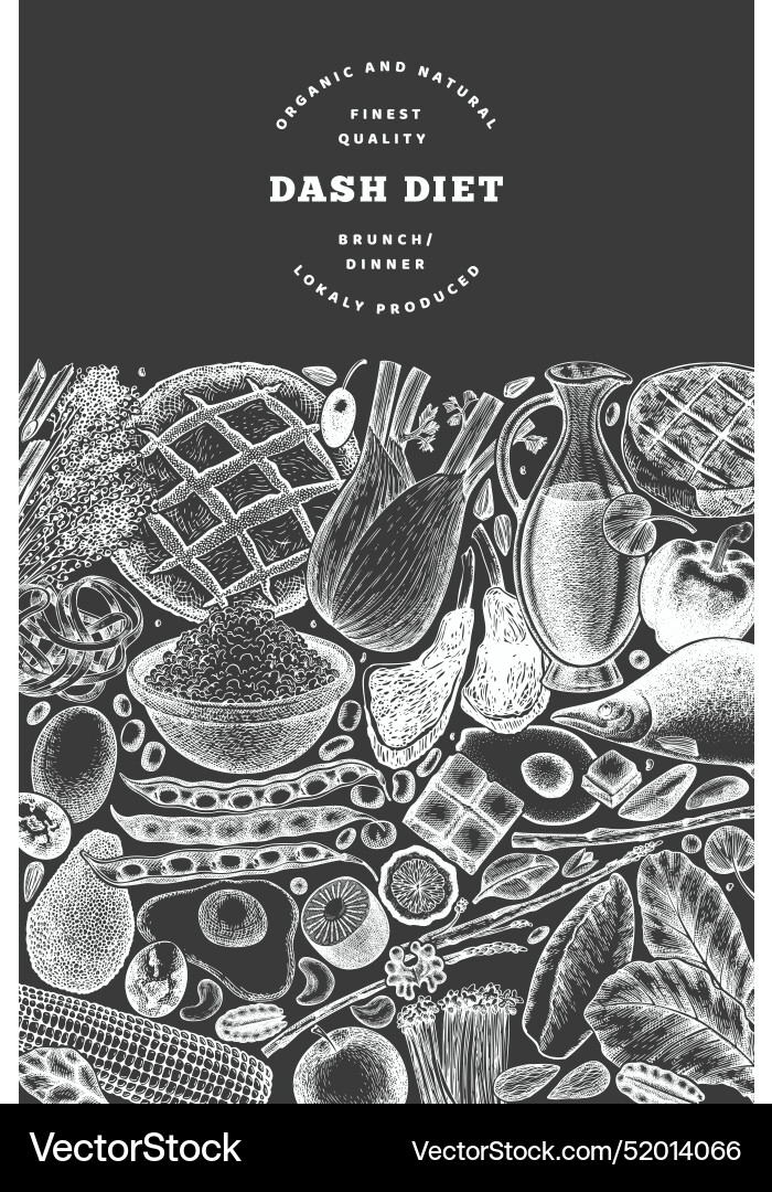 Dash diet design template hand drawn chalk board Vector Image