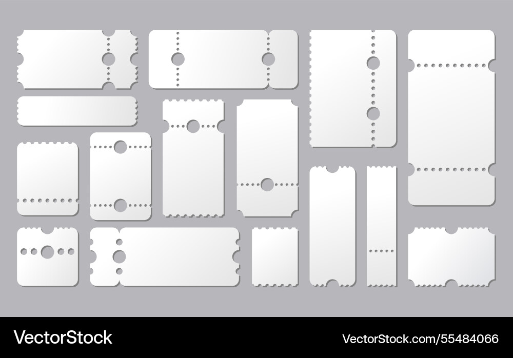 Empty tickets template set blank concert ticket Vector Image