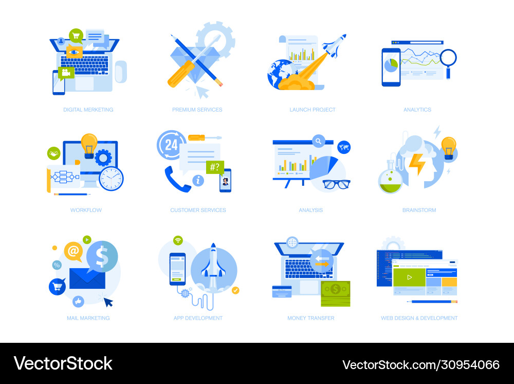 Flat design concept icons collection Royalty Free Vector Flat design concept icons collection Royalty Free Vector