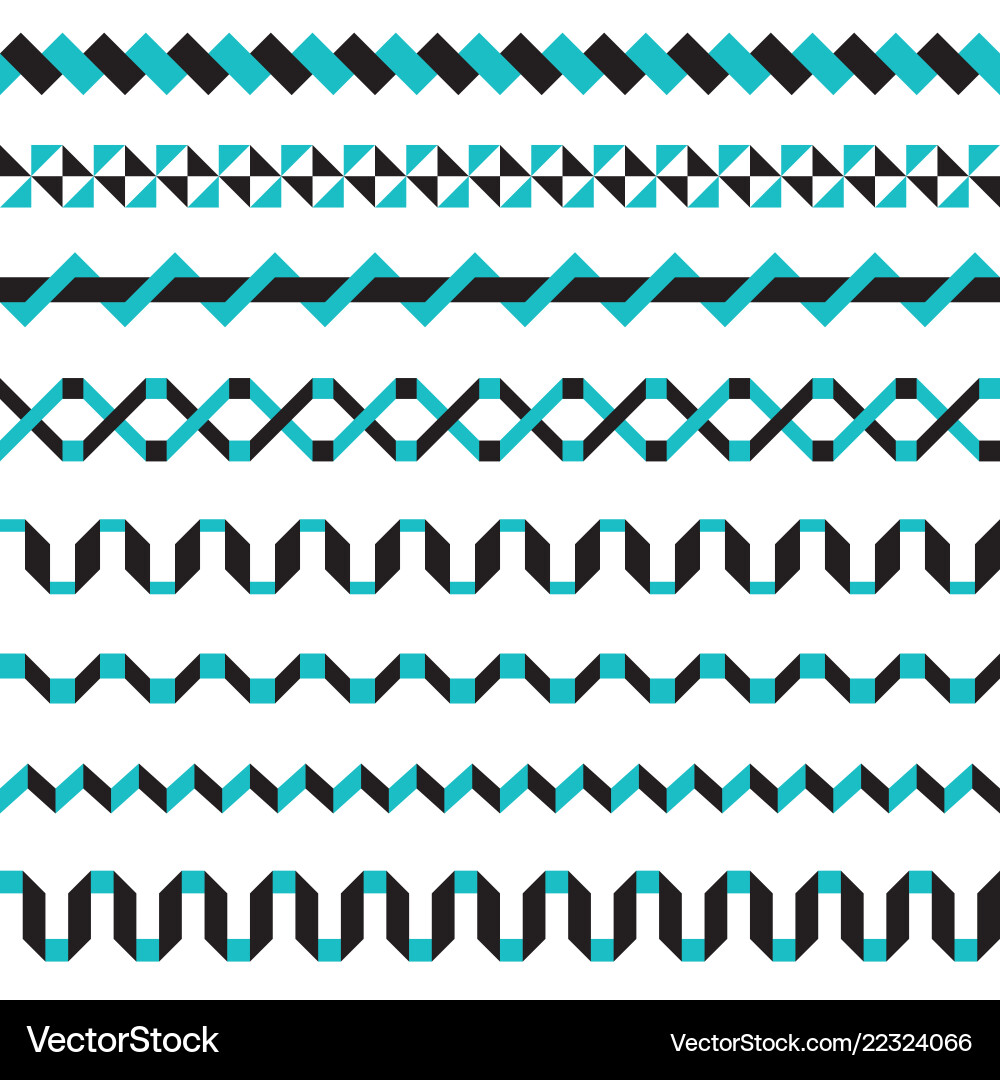 Geometric Border Set - Two-Tone Royalty Free Vector Image