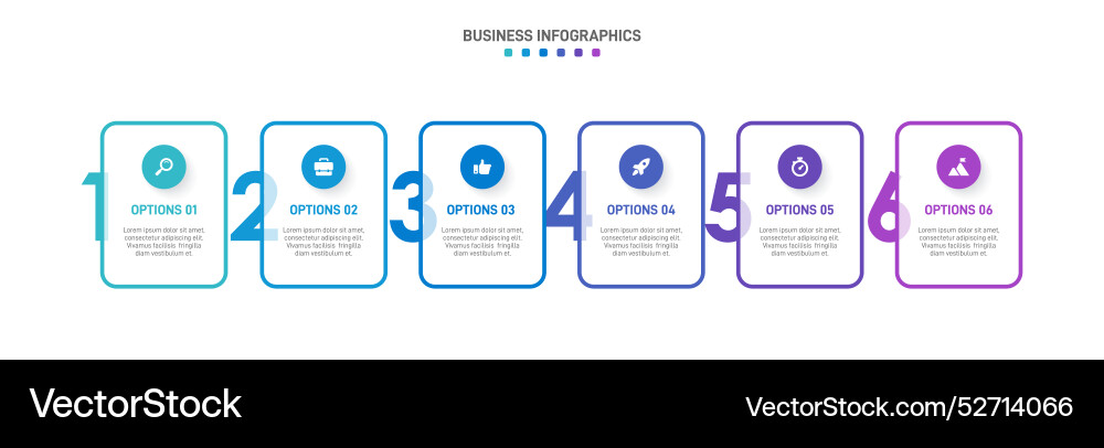 Horizontal progress bar featuring 6 arrow-shaped Vector Image
