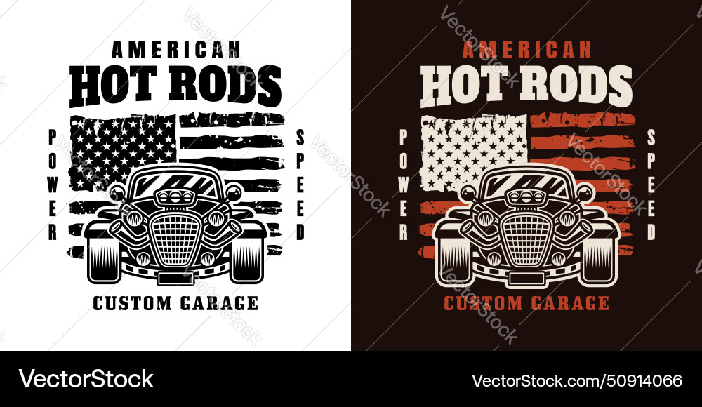 Hot rod emblem label badge or print Royalty Free Vector