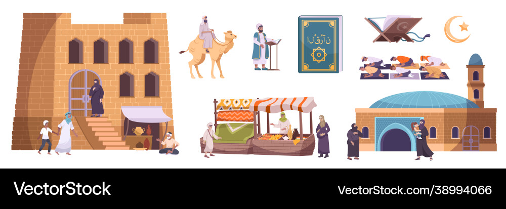 Islam Faith Icon Set Royalty Free Vector Image