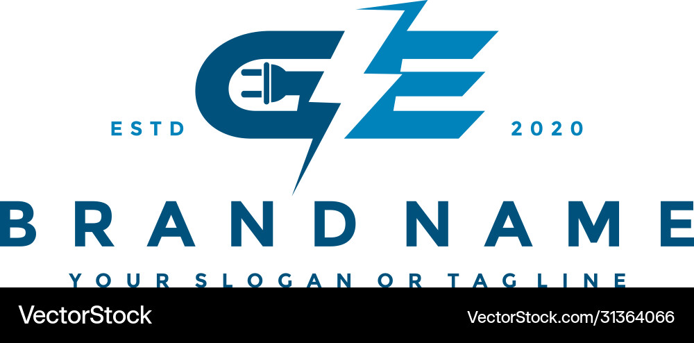 Letter ge electric logo design Royalty Free Vector Image