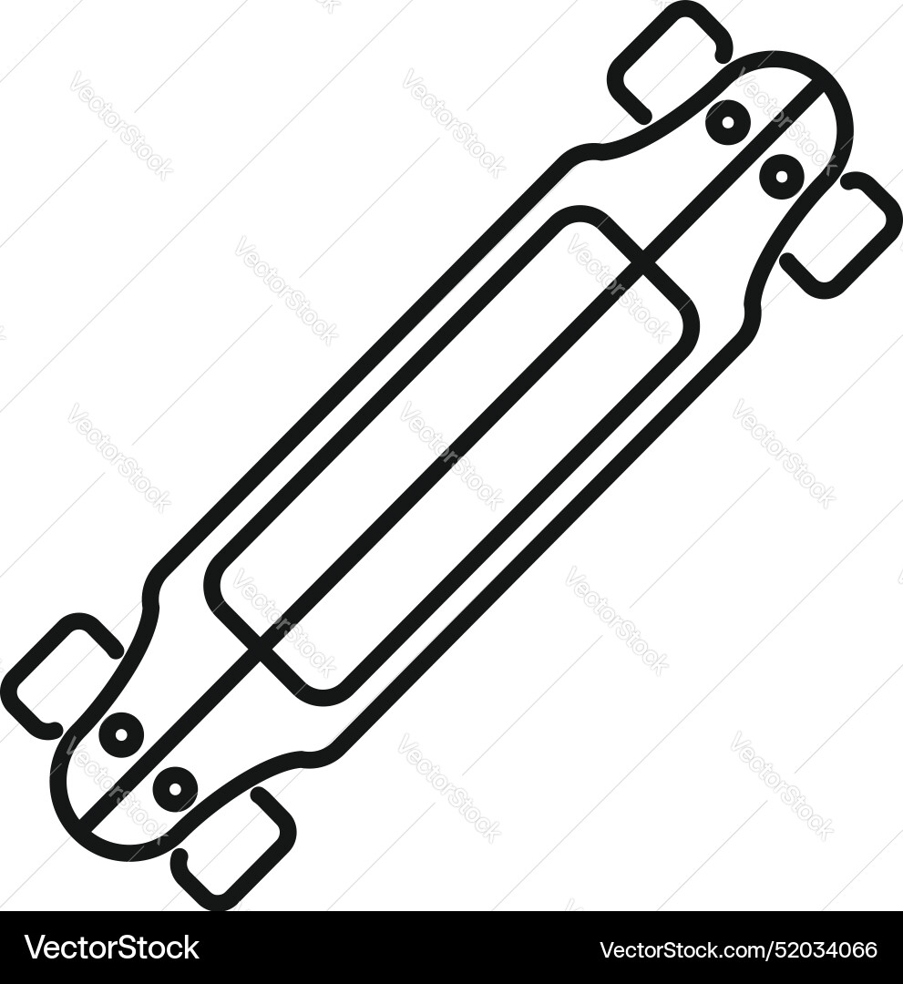 Longboard deck showing from underneath line art Vector Image
