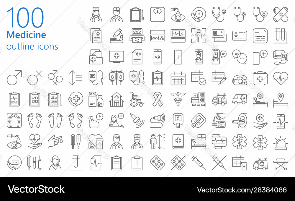 Medicine outline iconset Royalty Free Vector Image